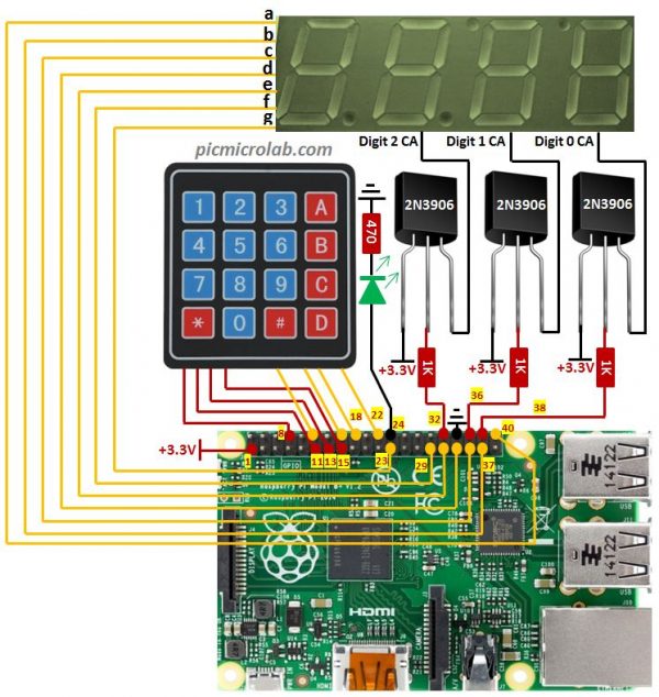 Raspberry Pi 3 Digit Led 7 Segment Countdown Timer Microcontroller Based Projects